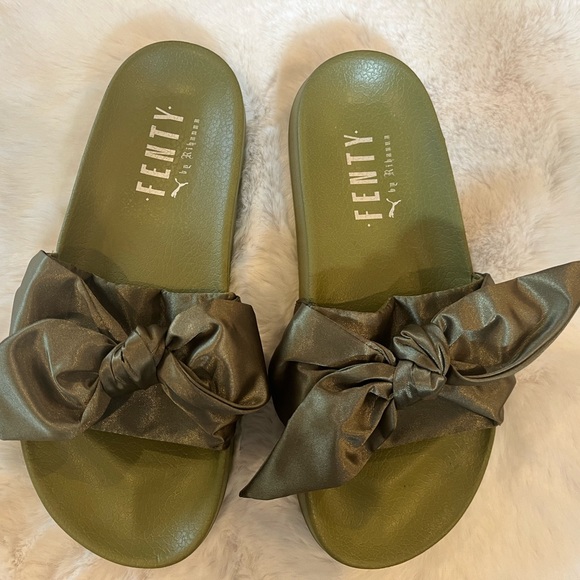 Puma | Shoes | Puma Fenty Bow Slides Size 9 And Color Olive | Poshmark